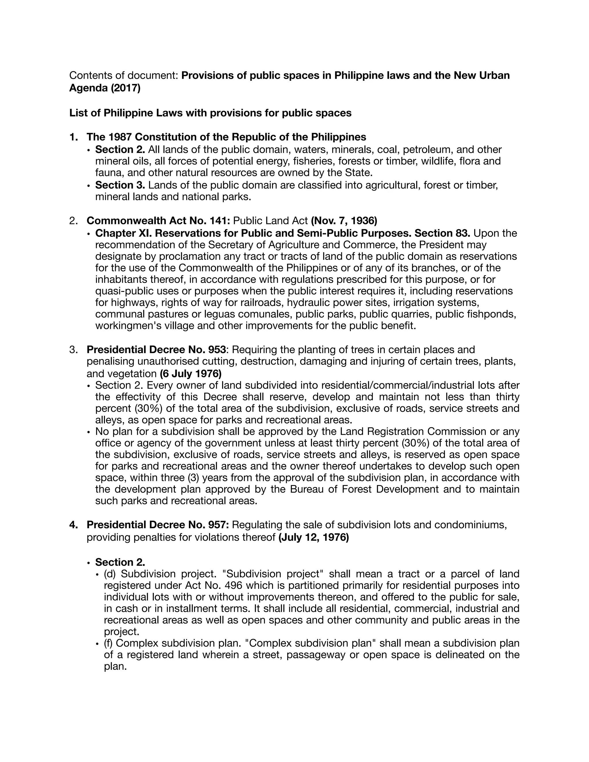 Public Spaces - PH Legal Bases and provisions in the New Urban Agenda | PDF