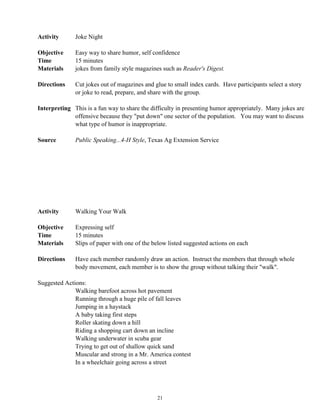 Public speaking activities | PDF