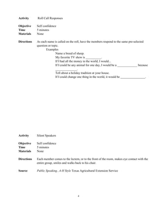 Public speaking activities | PDF