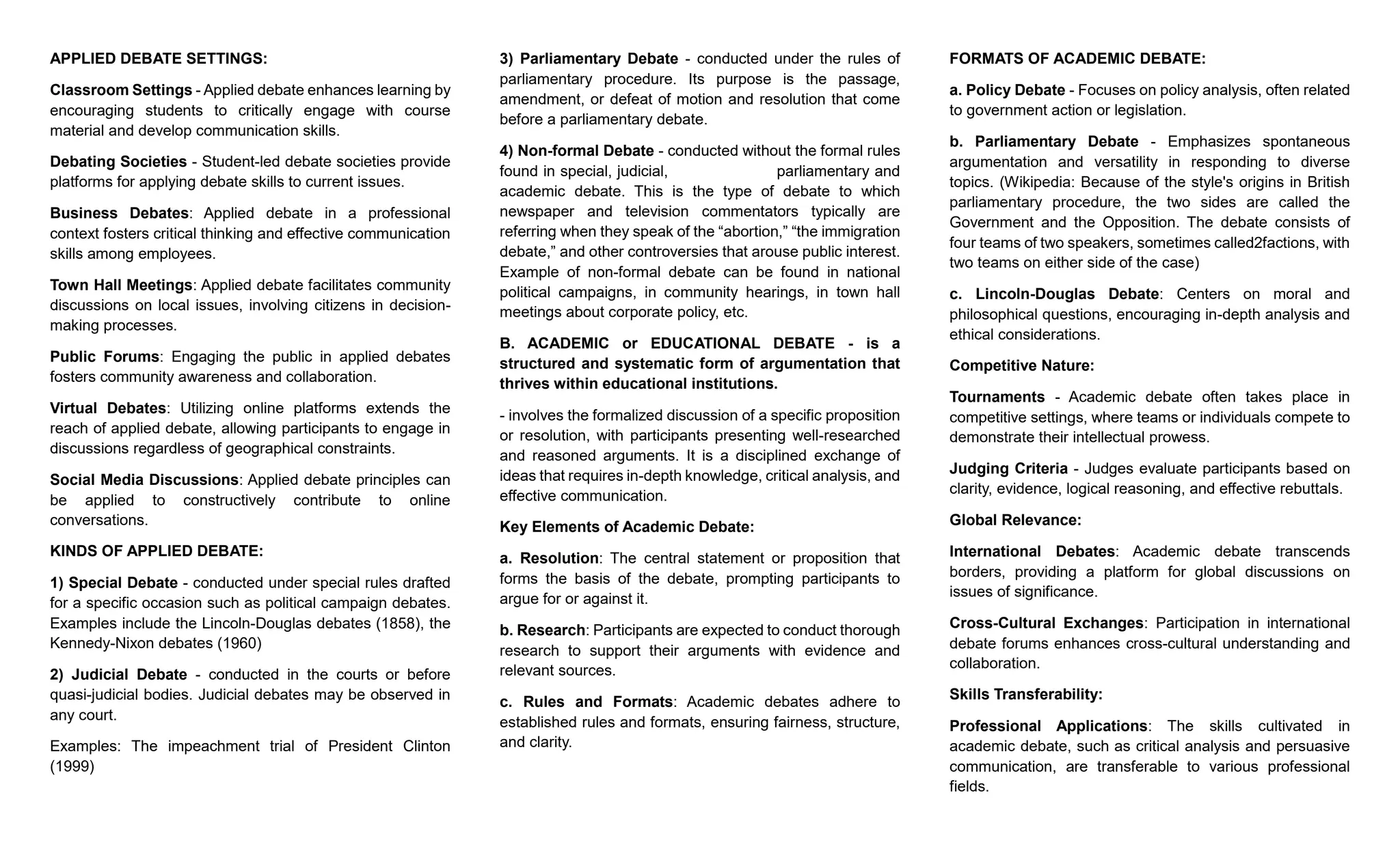 NOTES FOR PUBLIC SPEAKING AND DEBATE DOCUMENTS | PPT