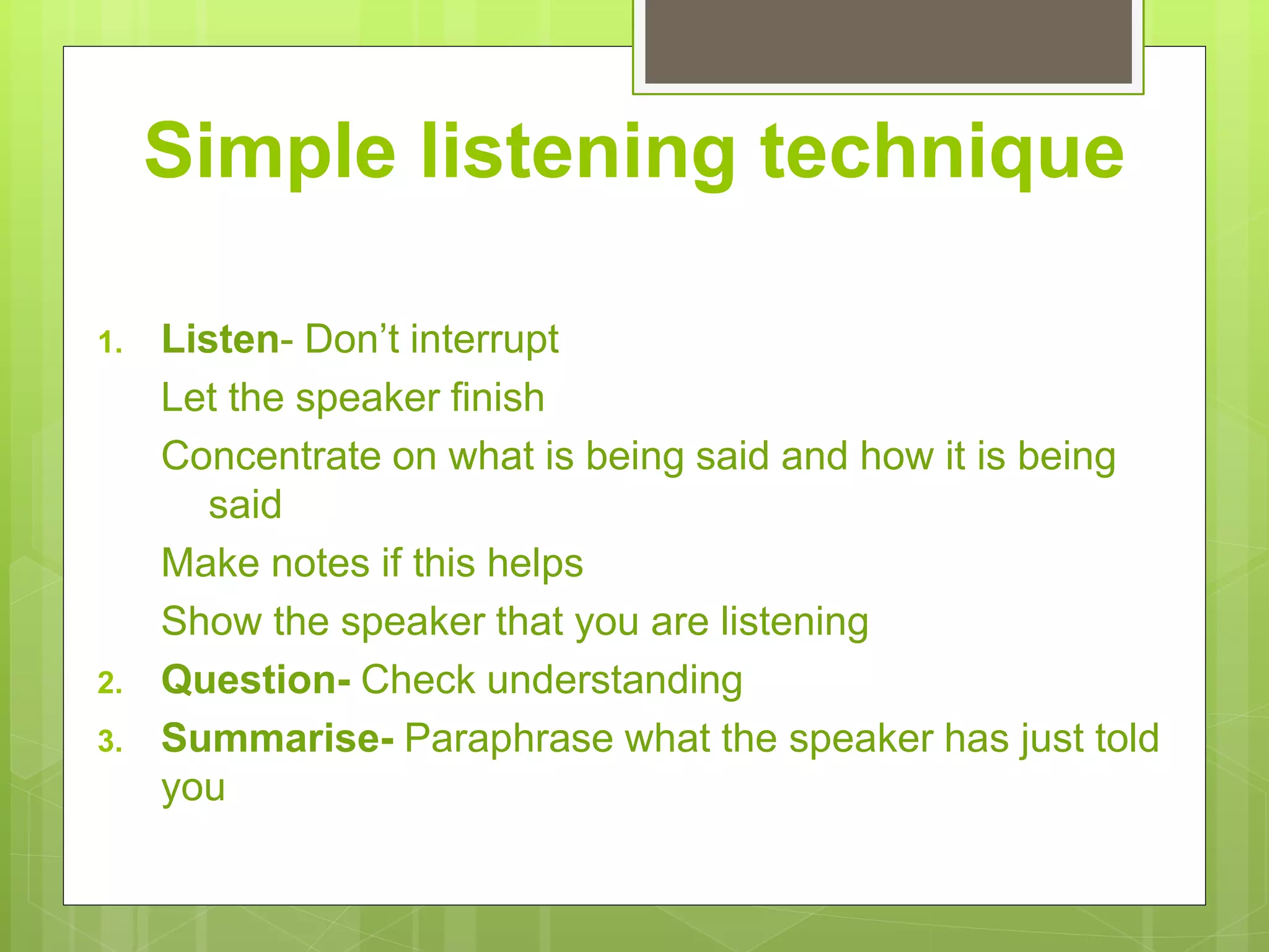 Public speaking and listening skills | PPTX