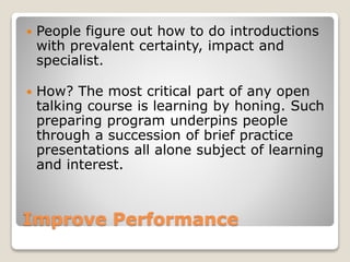 Public speaking course improve your confidence | PPT