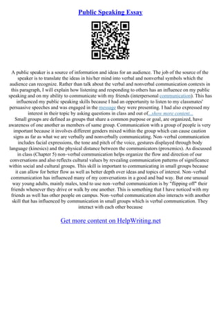 Public Speaking Essay | PDF