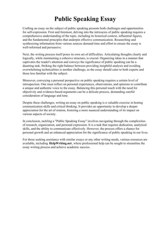 Public Speaking Essay | PDF