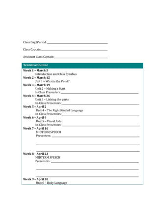 Public speaking presentations syllabus | PDF