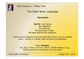 Excel in Public Speaking Skills - Master Class. | PDF