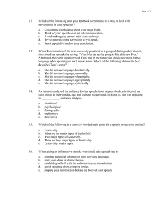 Public Speaking Test 2 | DOC | Educational Assessment | Education
