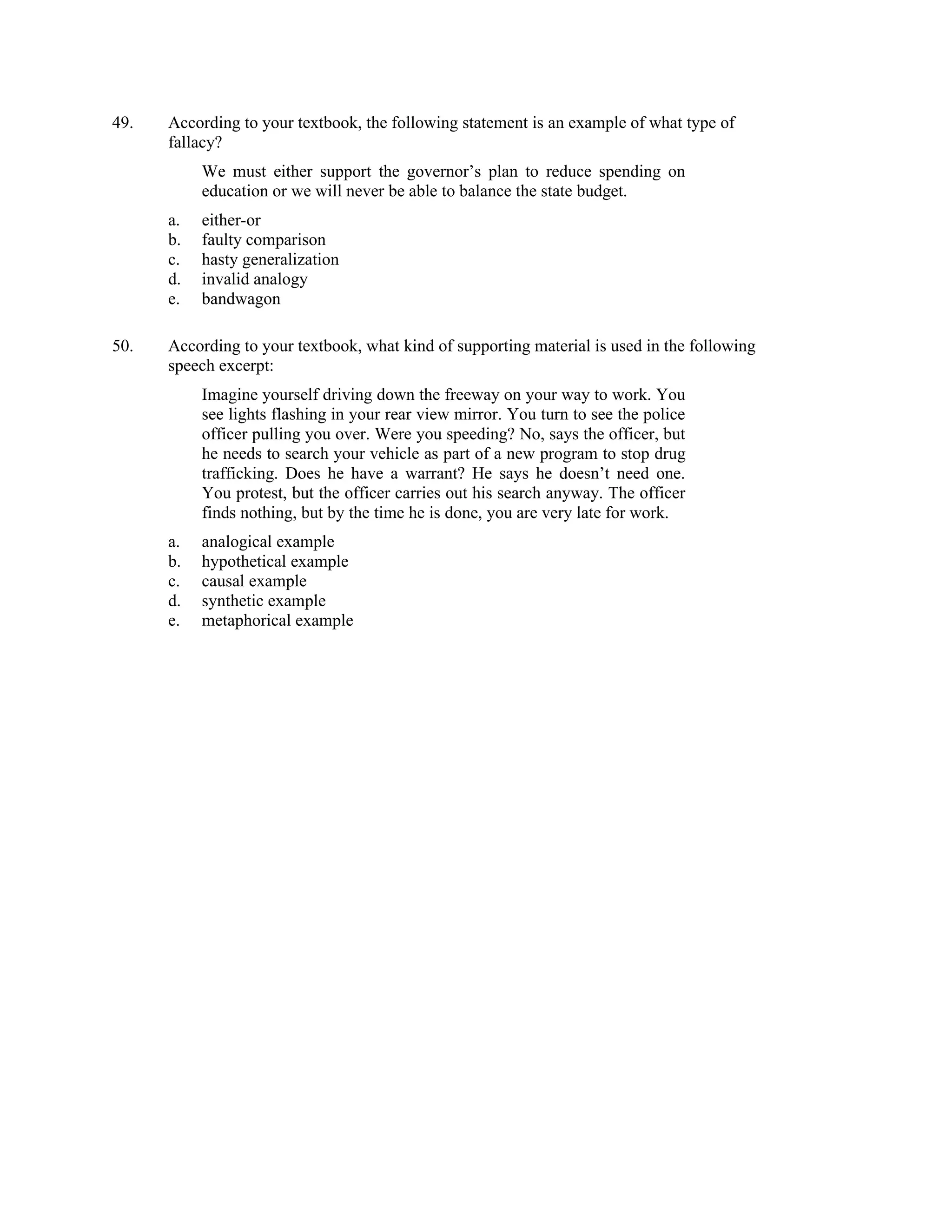 Public Speaking Test 2 | DOC