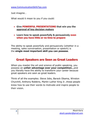 Public speaking training course improve presentation skills | PDF