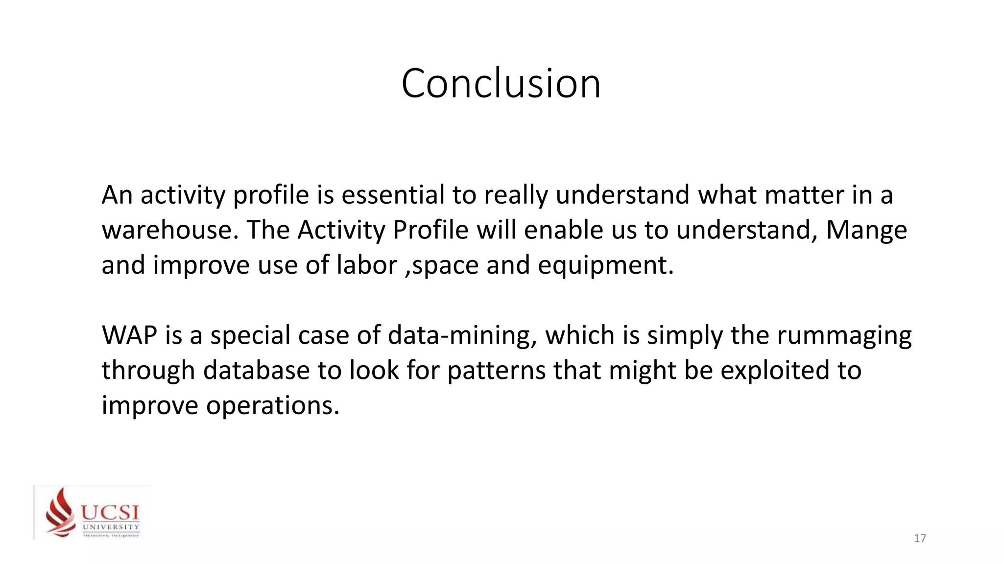 Warehouse Activity Profiling | PPTX
