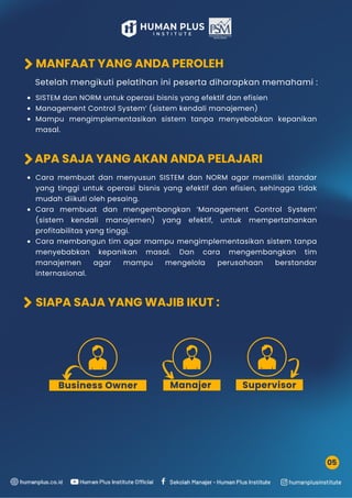Human Plus Institute: Pelatihan Pengembangan Diri, Tim, dan Bisnis | PDF