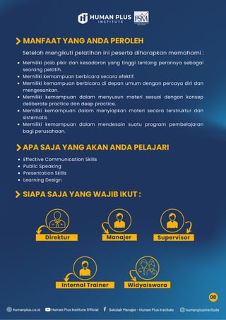 Human Plus Institute: Pelatihan Pengembangan Diri, Tim, dan Bisnis | PDF
