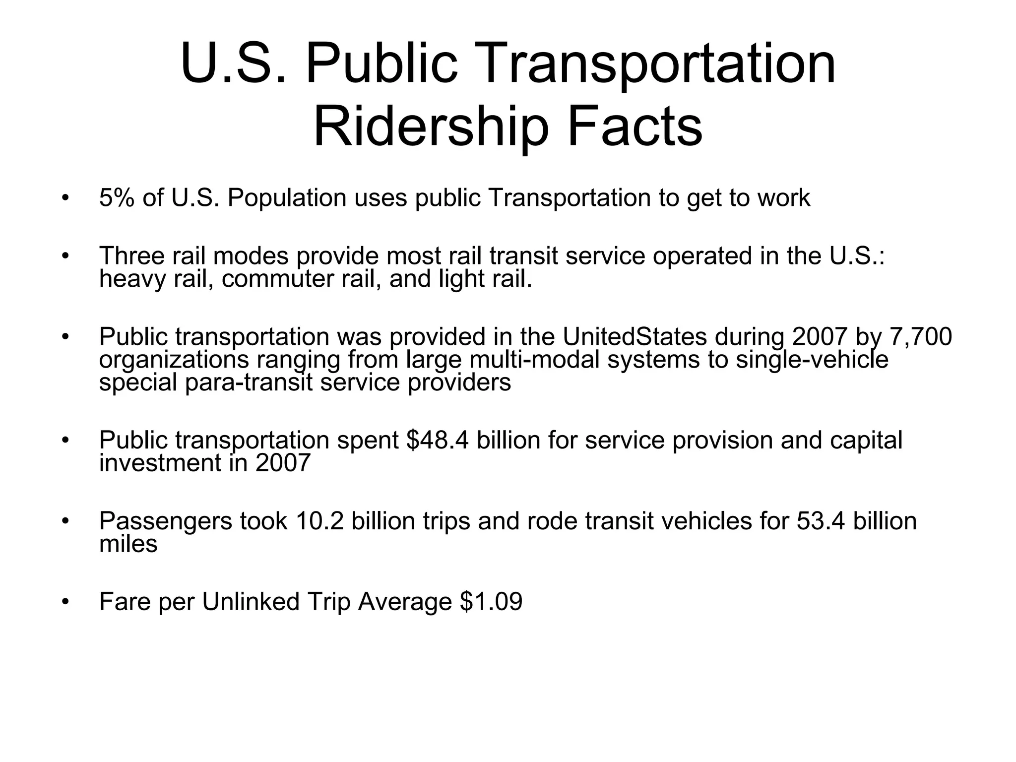 US Public Transportation Ridership | PPT