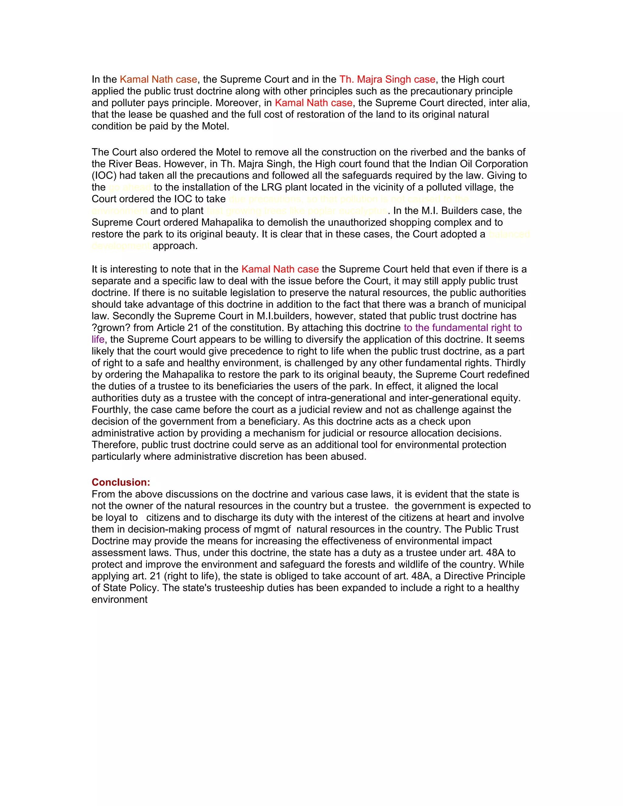 PUBLIC TRUST DOCTRINE.doc | Law