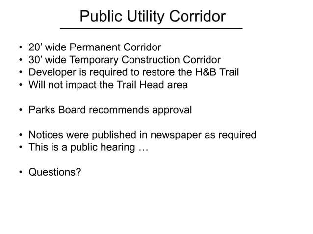 Public Utility Corridor in Lick Creek Park | PPT