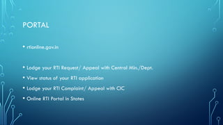 Public utility portal- RTI, Health, Education | PPTX