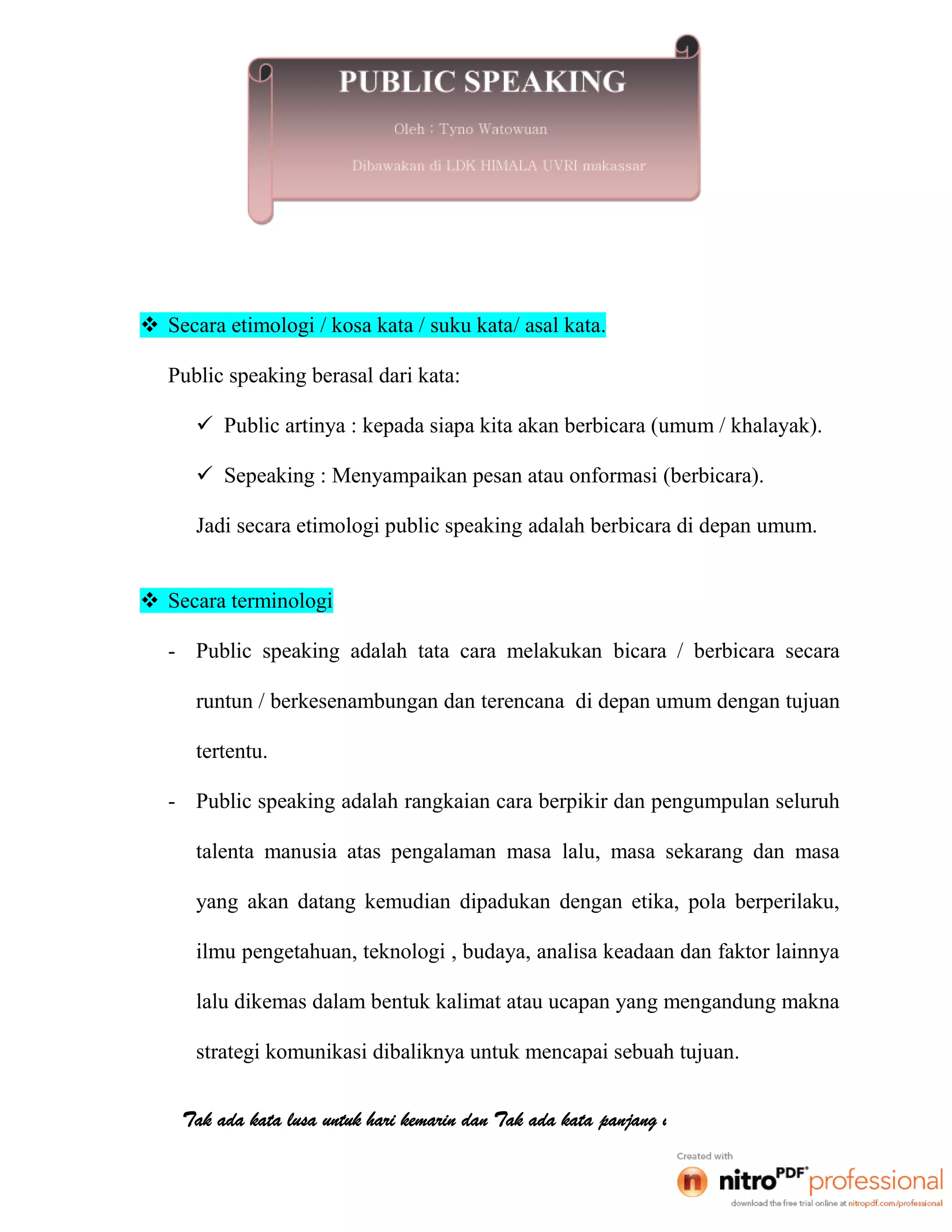 Public Speaking | PDF