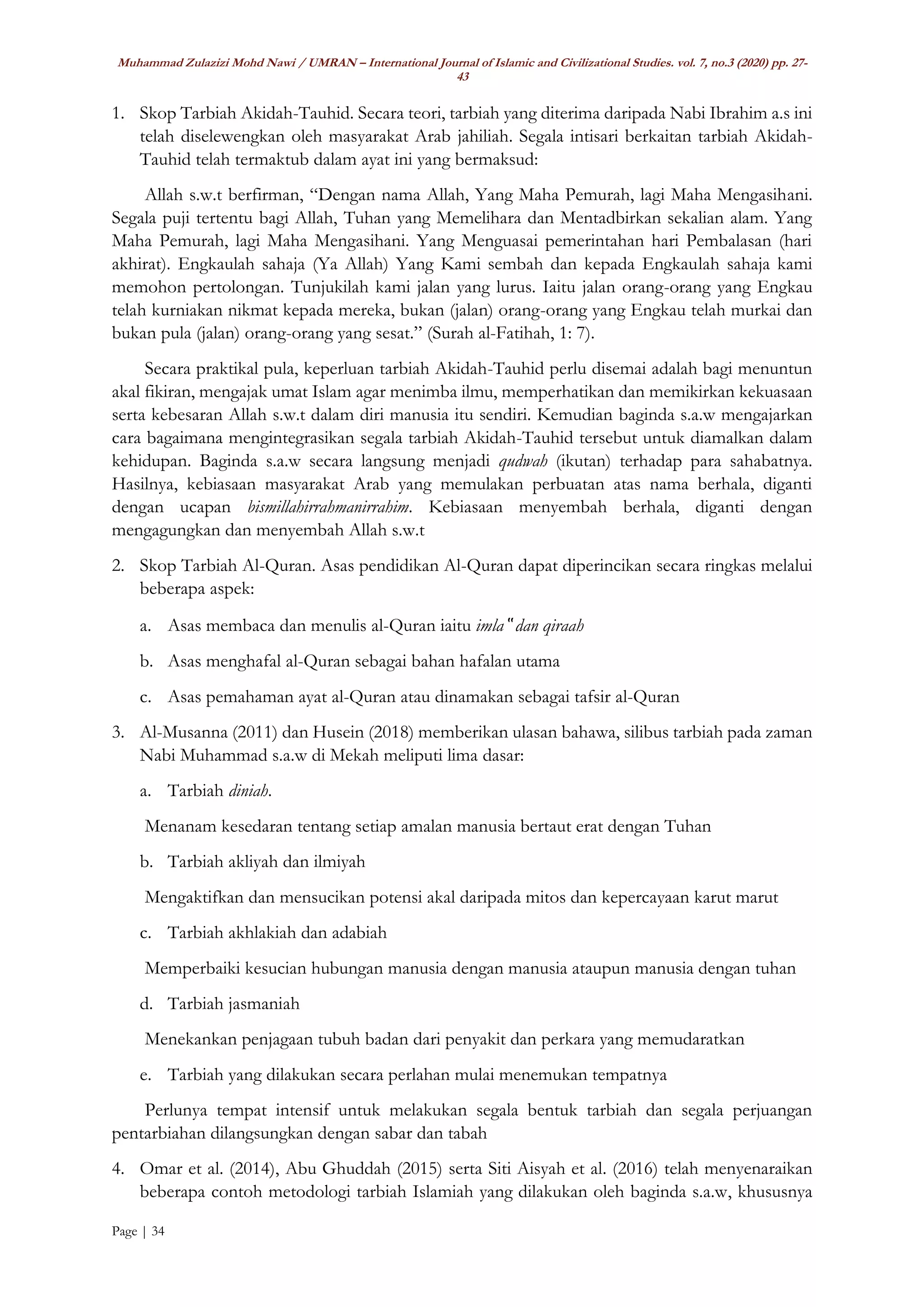 Pelaksanaan Tarbiah Islamiah Pada Zaman Rasulullah s.a.w di Mekah dan ...