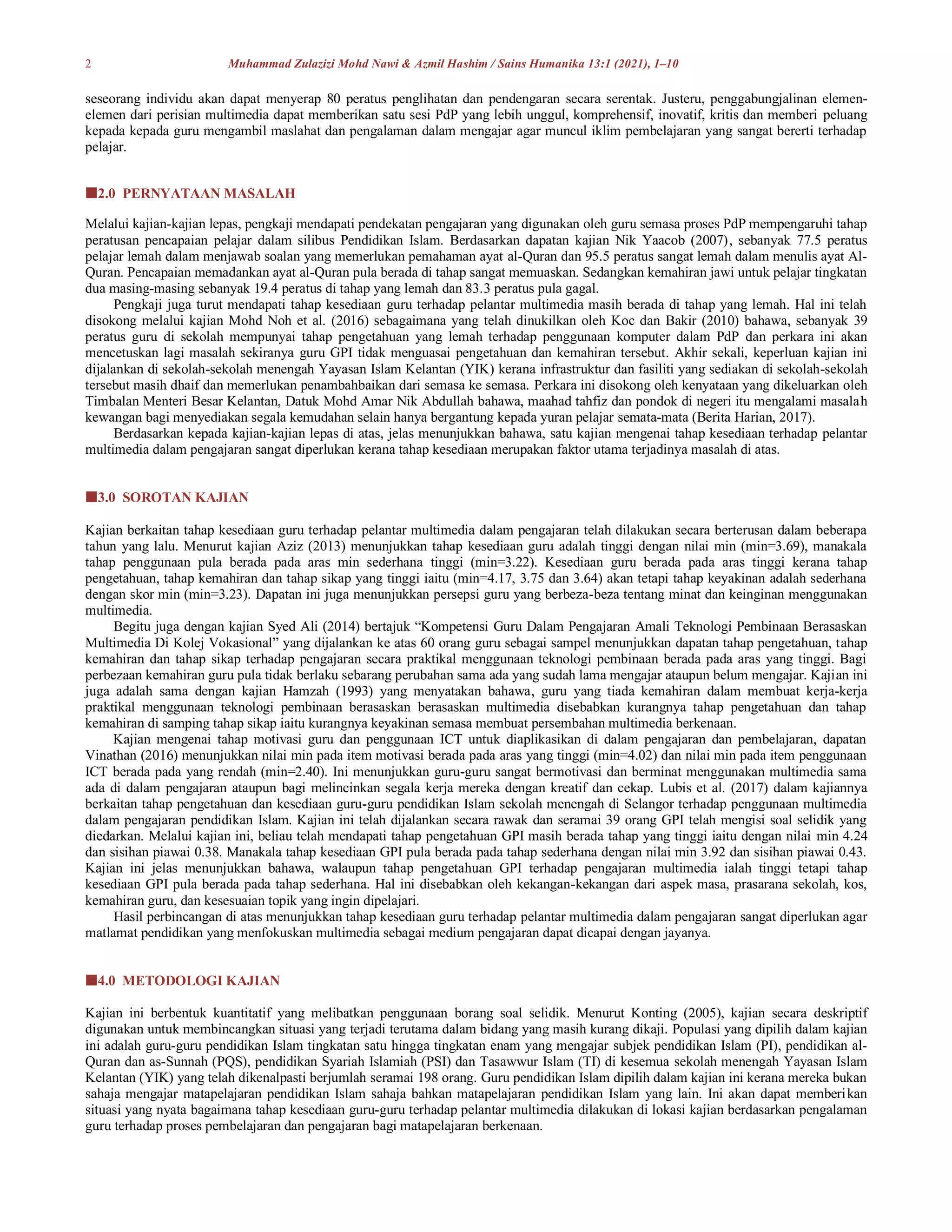 Tahap Kesediaan Guru Pendidikan Islam di Sekolah Menengah Yayasan Islam Kelantan Terhadap ...