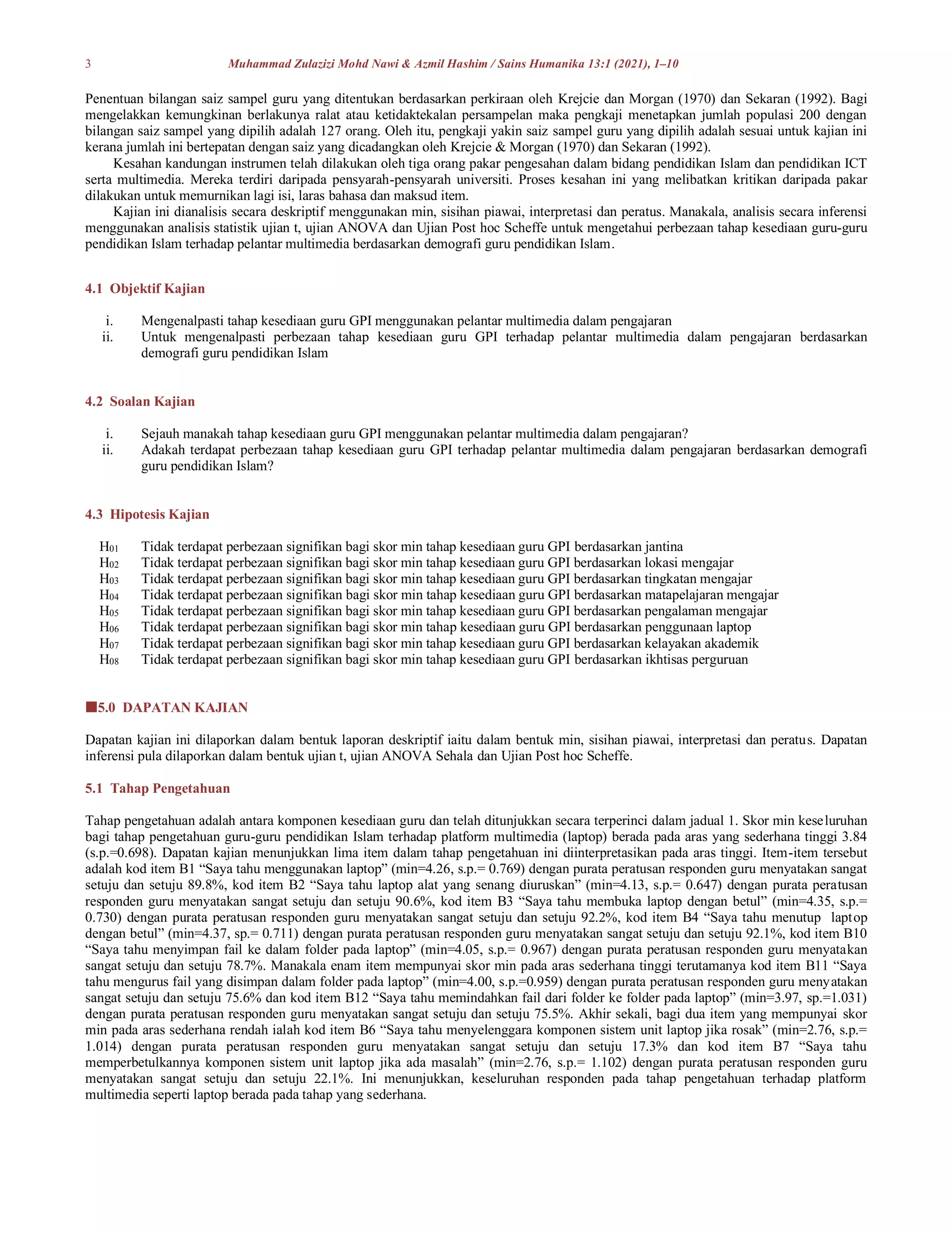 Tahap Kesediaan Guru Pendidikan Islam di Sekolah Menengah Yayasan Islam Kelantan Terhadap ...