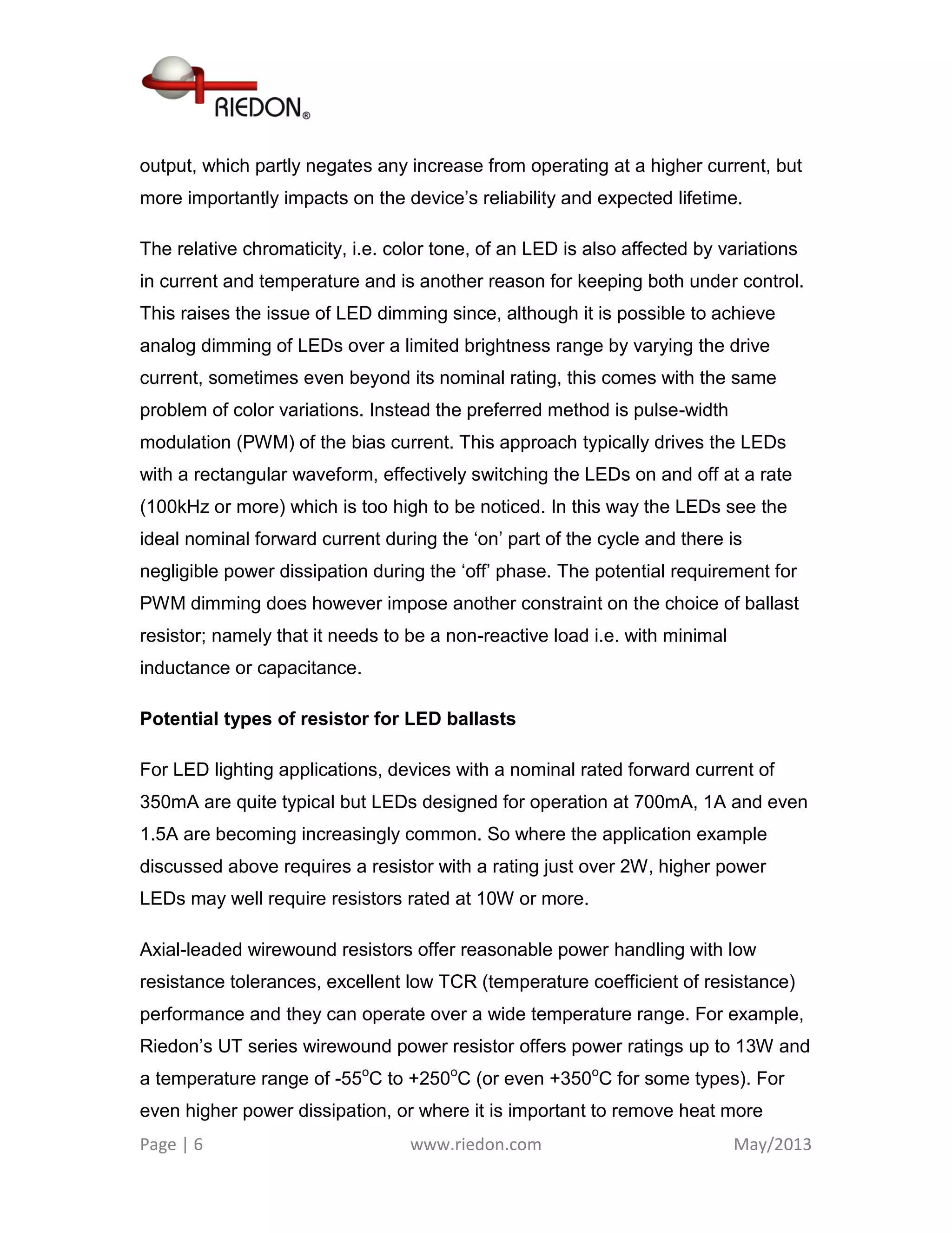 LED lighting - resistors | PDF