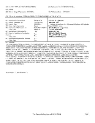 Published indian patent and design registration information july 11th 2014 | PDF