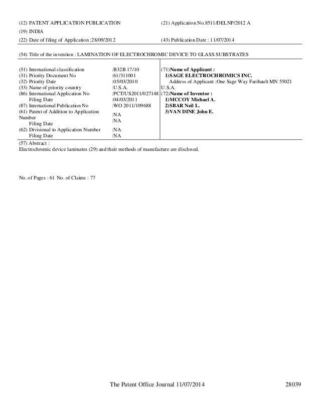 Published indian patent and design registration information july 11t…