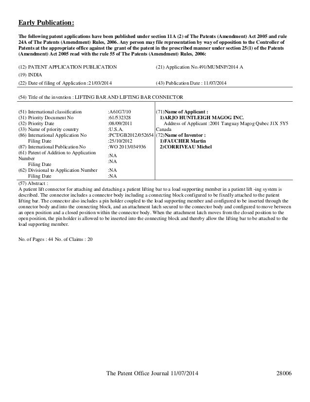 Published indian patent and design registration information july 11t…