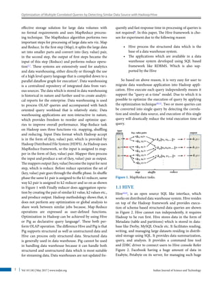OPTIMIZATION OF MULTIPLE CORRELATED QUERIES BY DETECTING SIMILAR DATA SOURCE WITH HADOOP/HIVE | PDF