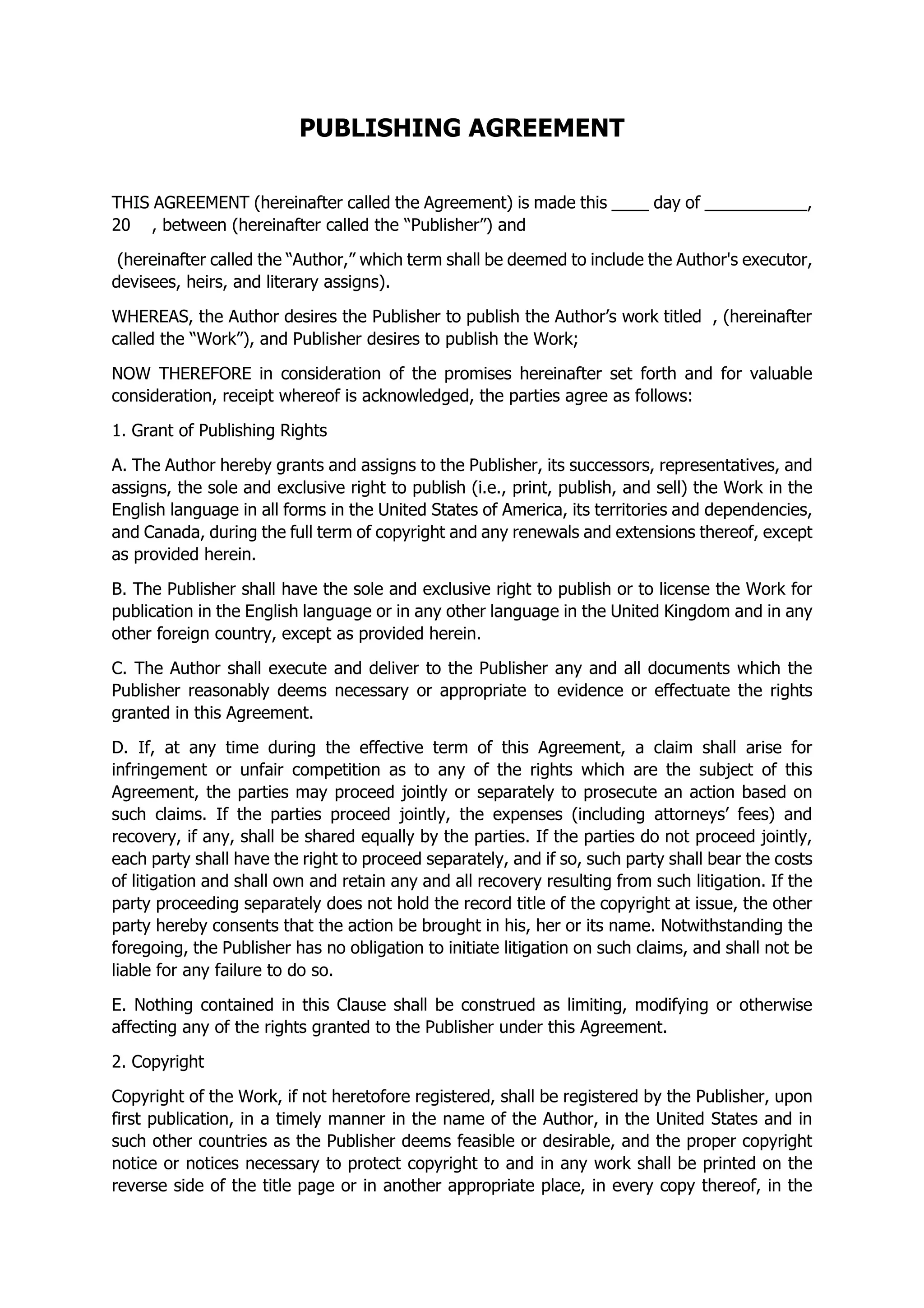 PUBLISHING AGREEMENT | PDF