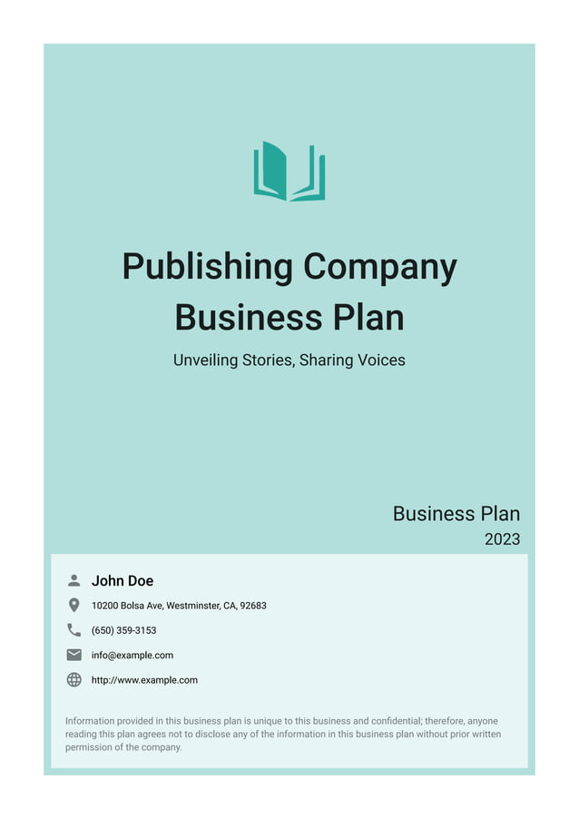 publishing company business plan example | PDF