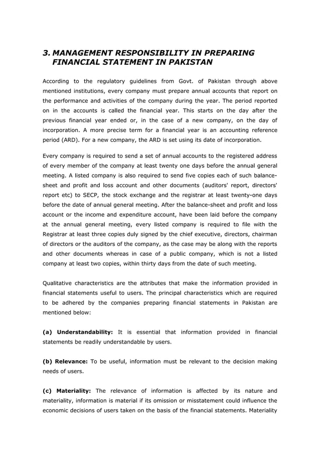 Preparation of financial statements in pakistan | DOC