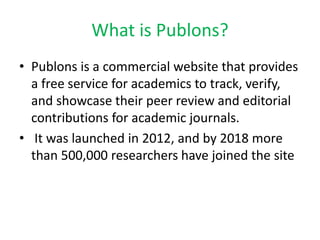 How To Create and Use Publons Account | PDF