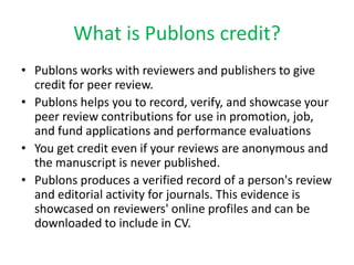 How To Create and Use Publons Account | PDF