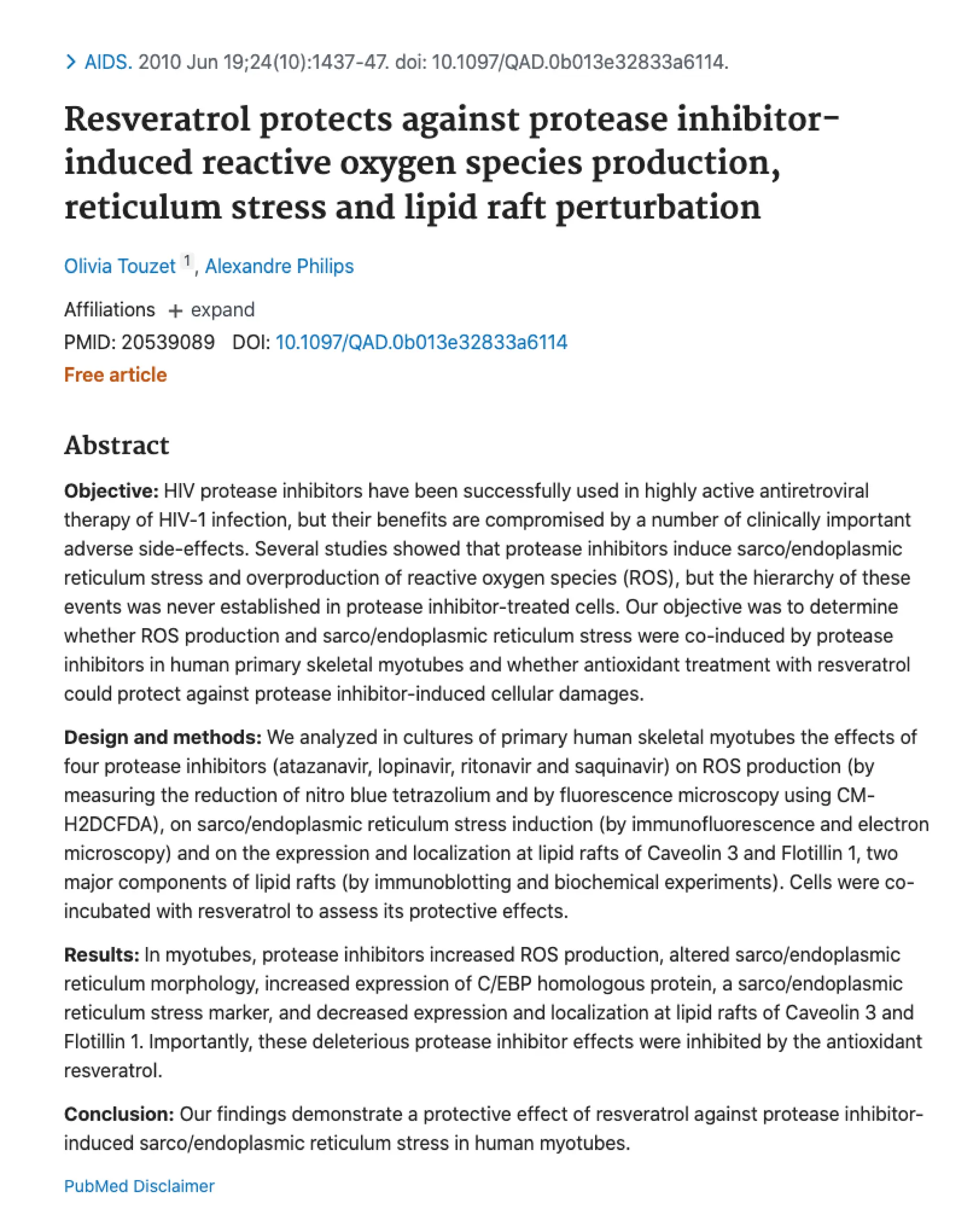Resveratrol protects against protease inhibitor | PDF