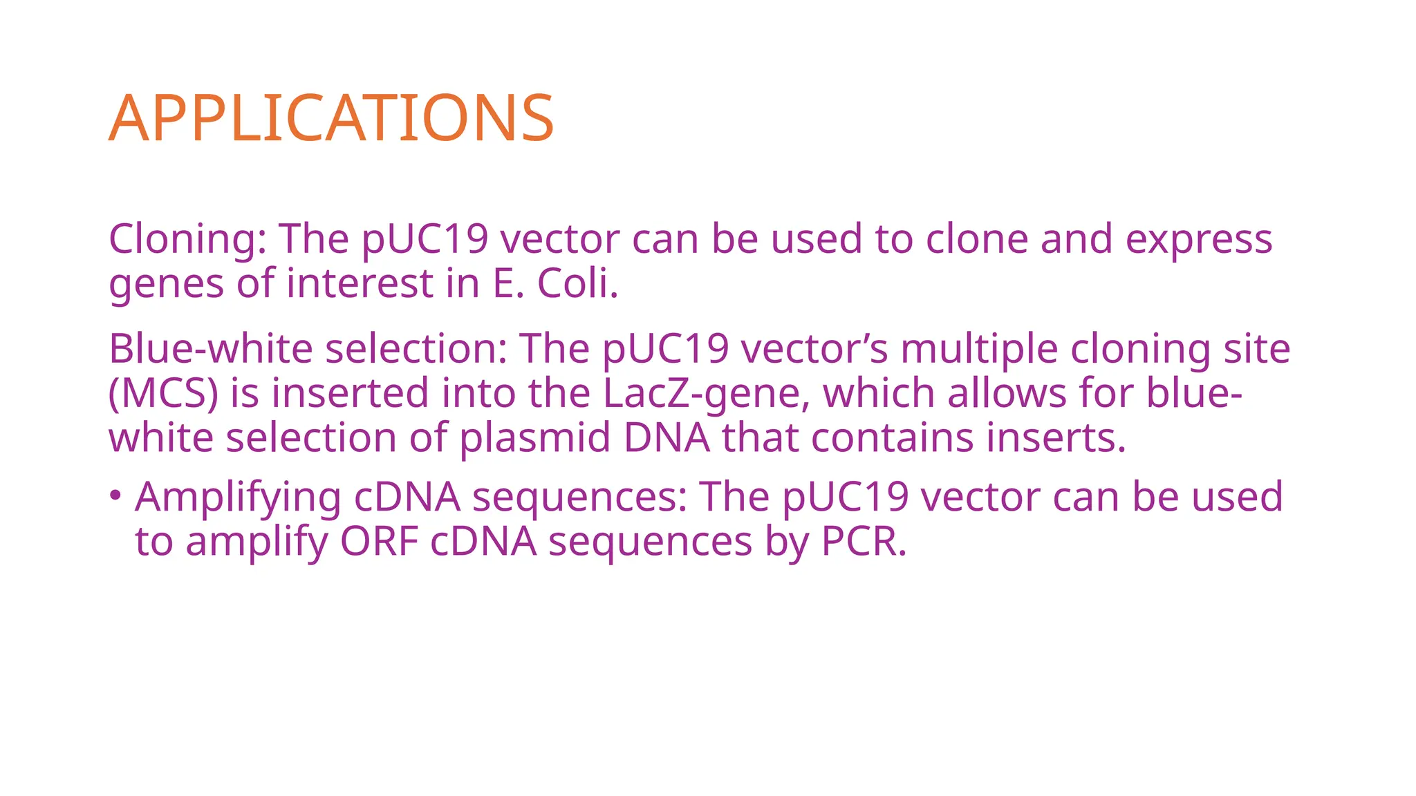 pUC 19 vector ( Microbial biotechnology)pptx | PPTX