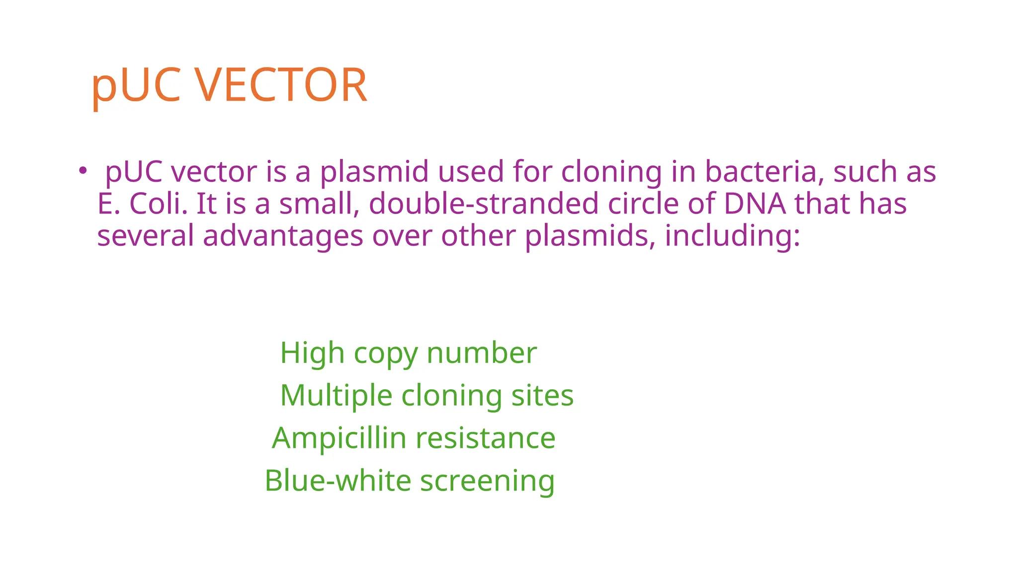 pUC 19 vector ( Microbial biotechnology)pptx | PPTX