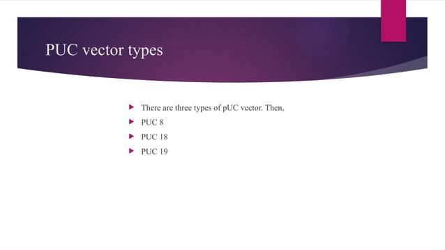 pUC Vectors - pUC 8,18,19 Microbial biotechnology | PPTX | Biological ...