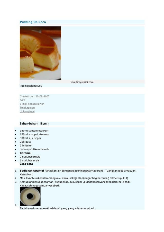 Pudding de coco | DOCX