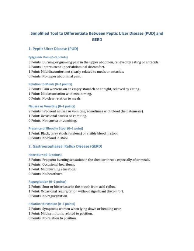 Simplified Tool to Diagnose .. Peptic Ulcer Disease (PUD) and GERD | PDF