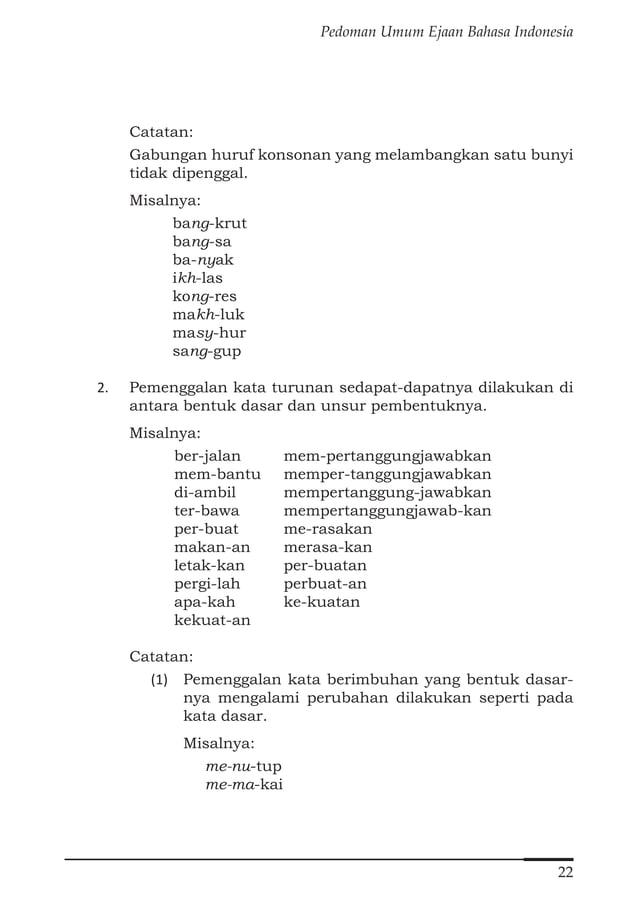 Pedoman Umum Ejaan Bahasa Indonesia (PUEBI) | PDF