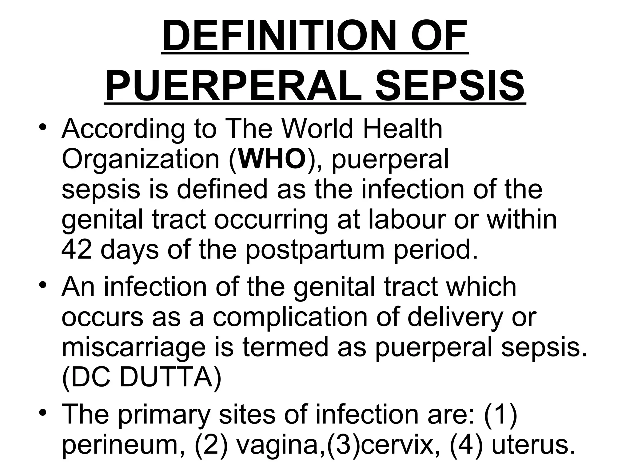Puerperal sepsis | PPT