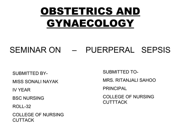 Puerperal sepsis | PPT