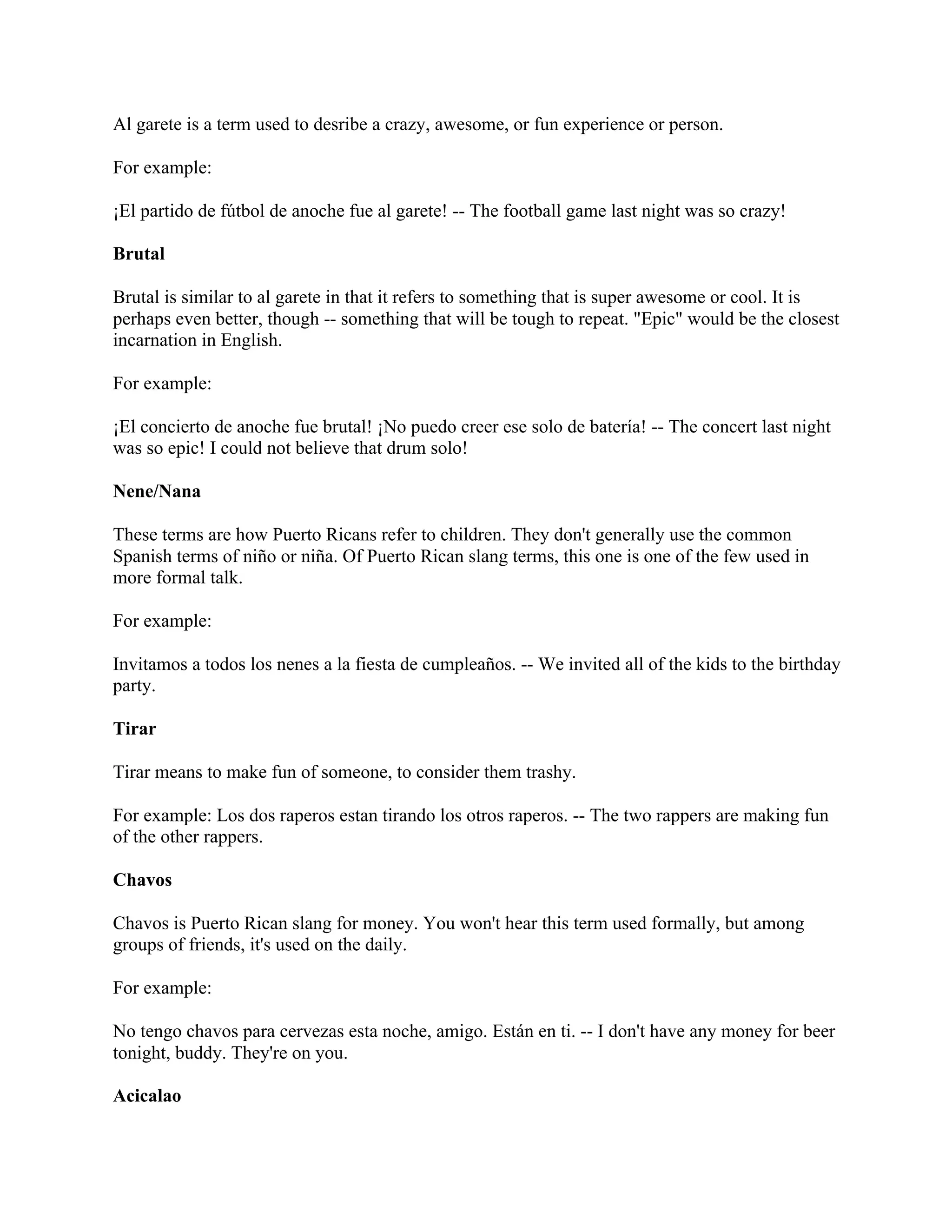 Puerto Rican Slang Terms | PDF