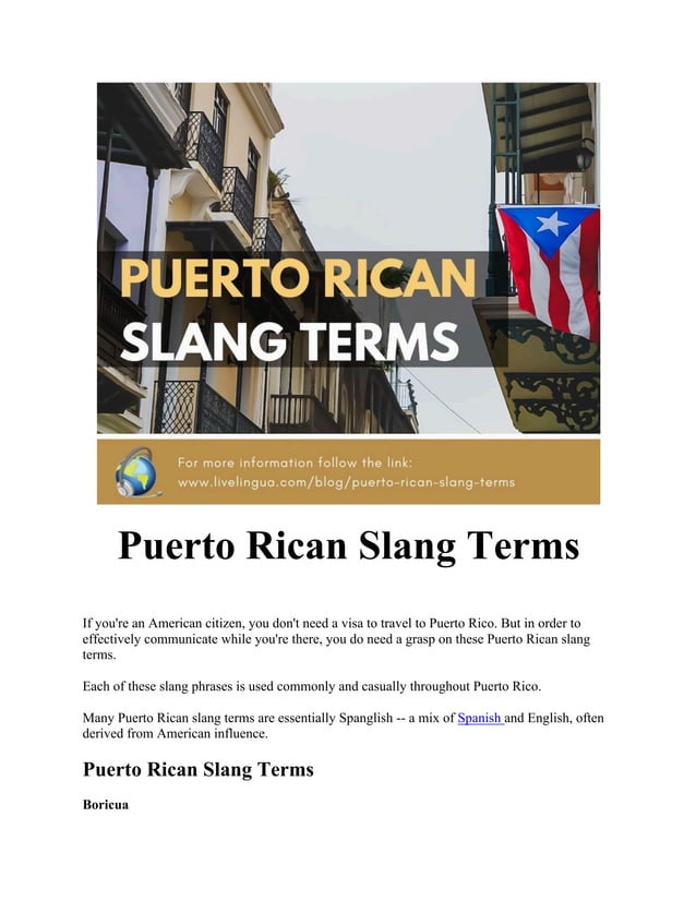 Puerto Rican Slang Terms | PDF