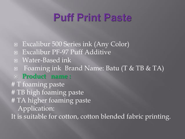 Puff Printing