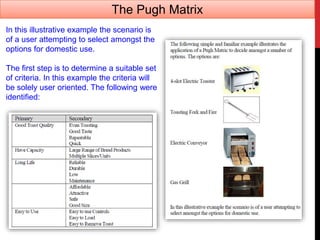 Pugh matrix concept evaluation in Design | PPTX