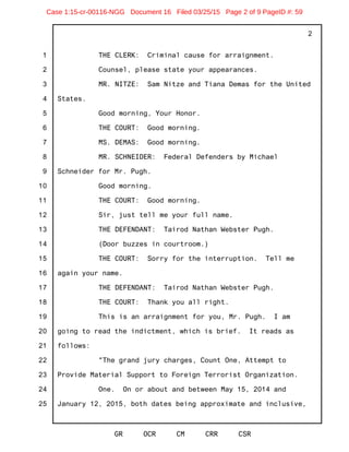 Pugh Transcript of Federal Court Arraignment | PDF