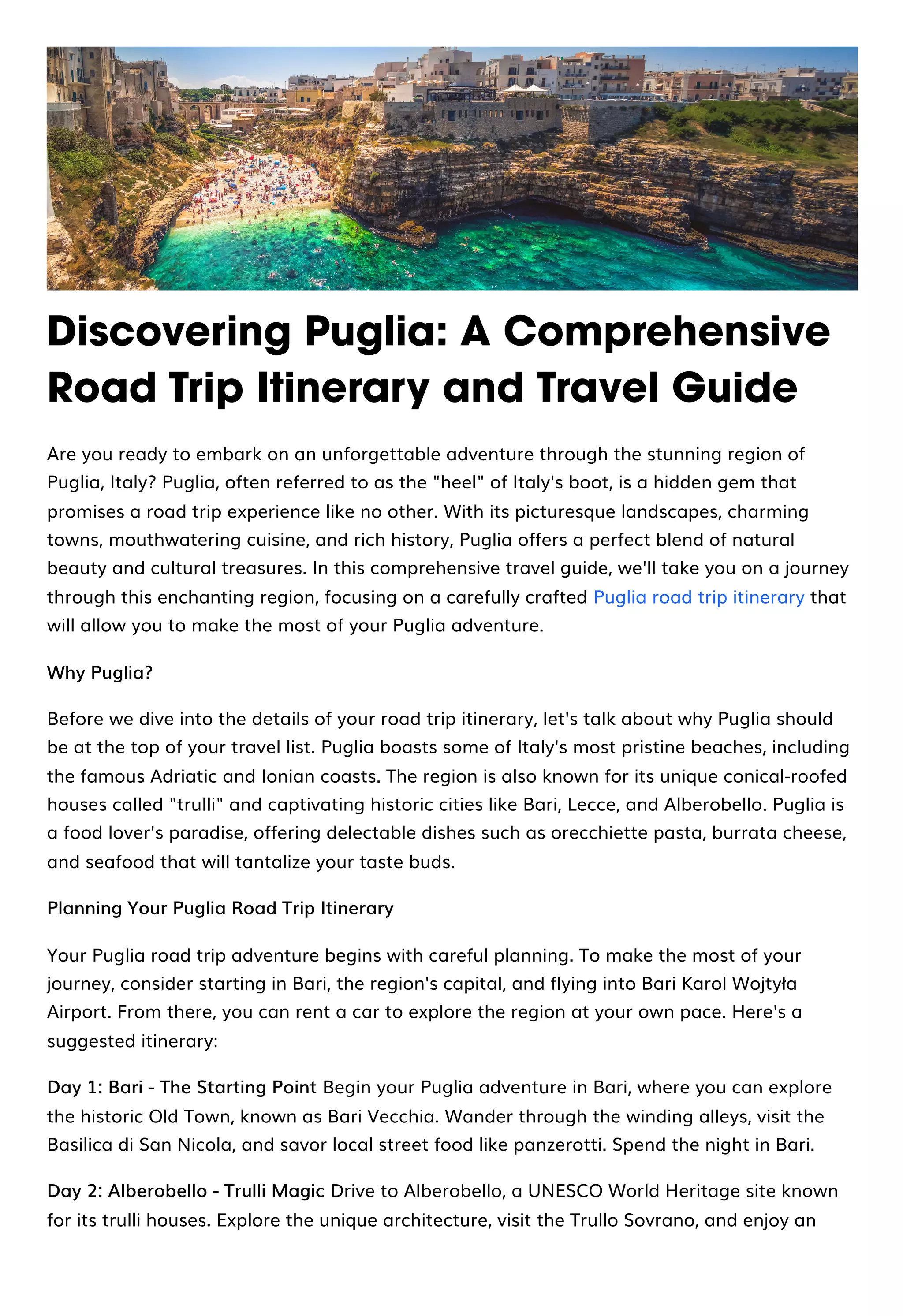 Discovering Puglia: A Comprehensive Road Trip Itinerary and Travel ...
