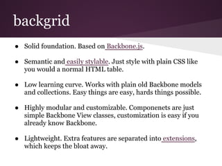 Datagrids with Symfony 2, Backbone and Backgrid | PPT
